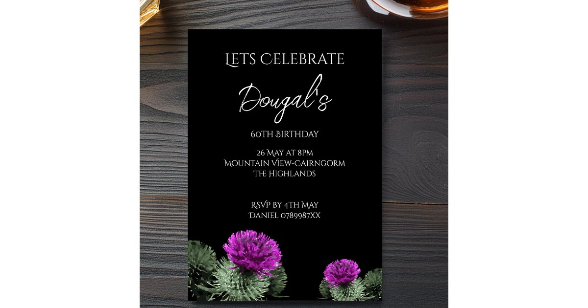 Scottish Thistle Birthday Invitation | Zazzle