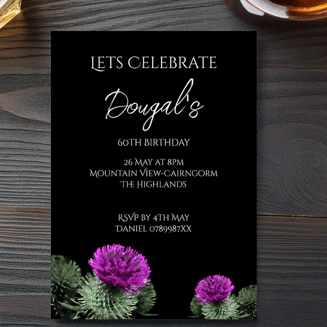 Scottish Thistle Birthday Invitation | Zazzle