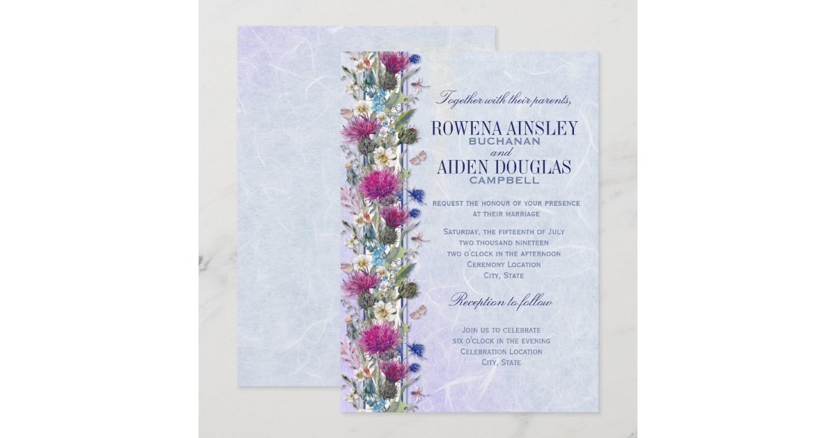 Scottish Thistle Floral Wedding Invitation | Zazzle