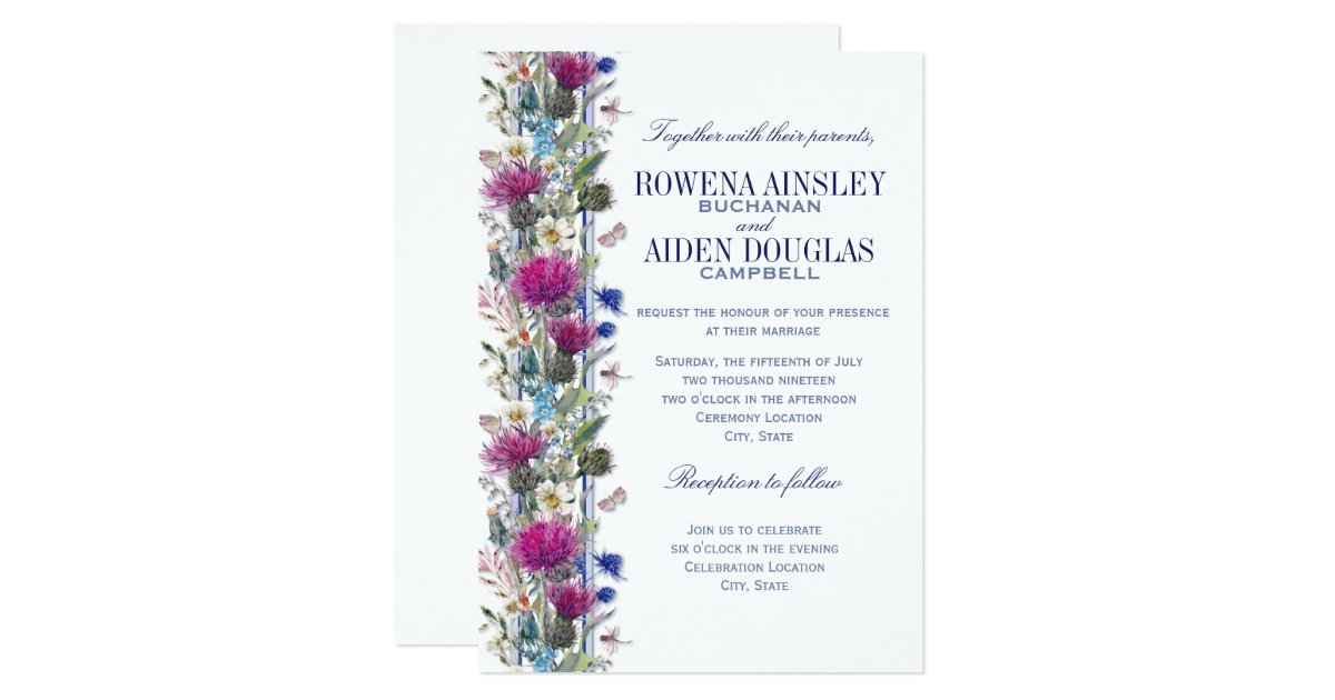 Scottish Thistle Floral Wedding Invitation | Zazzle.com