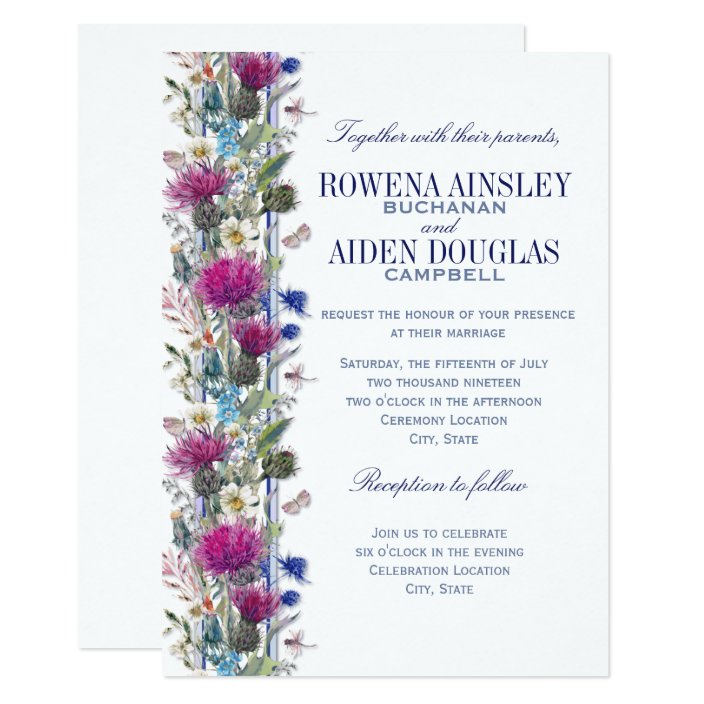 Scottish Thistle Floral Wedding Invitation | Zazzle.com