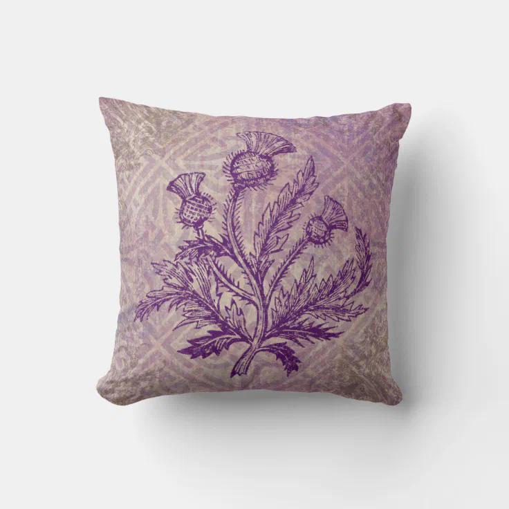 Scottish Thistle Purple Celtic Knot Throw Pillow | Zazzle