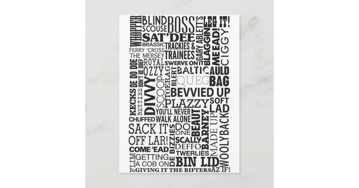 Scouse Words & Phrases Postcard | Zazzle