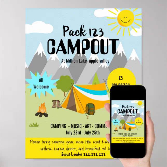 scout Camp theme event Poster | Zazzle