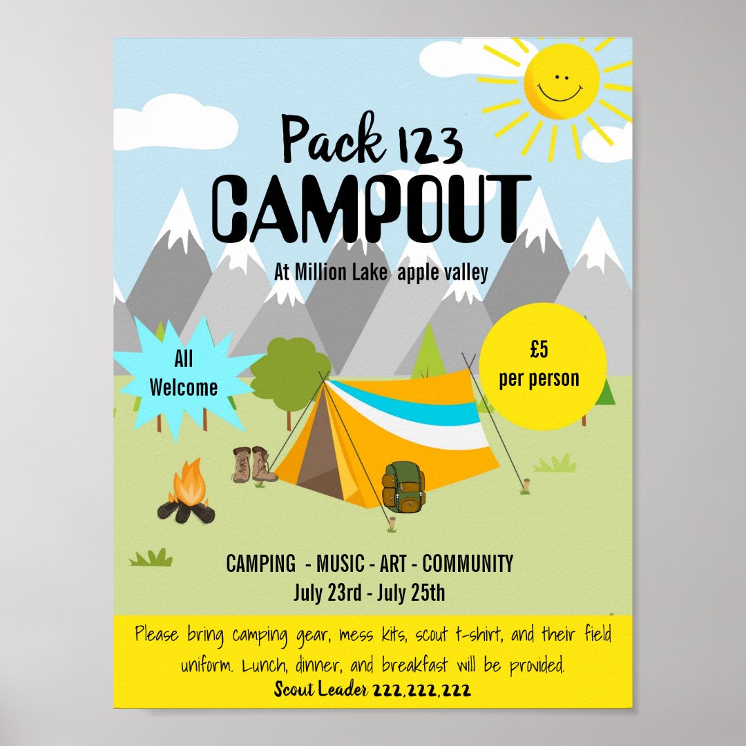 scout Camp theme event Poster | Zazzle