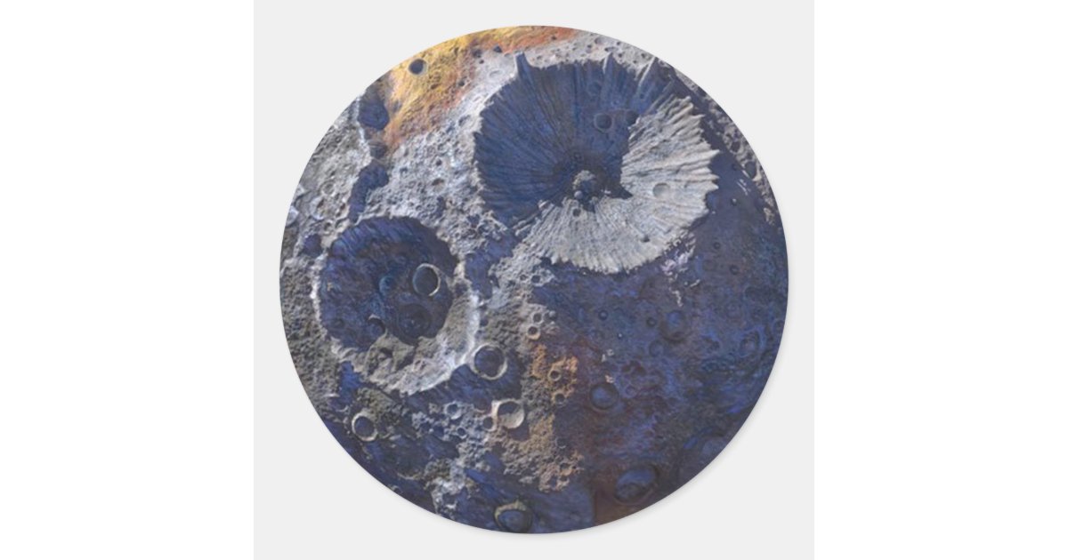 Scouting Mission to Asteroid 16 Psyche Classic Round Sticker | Zazzle