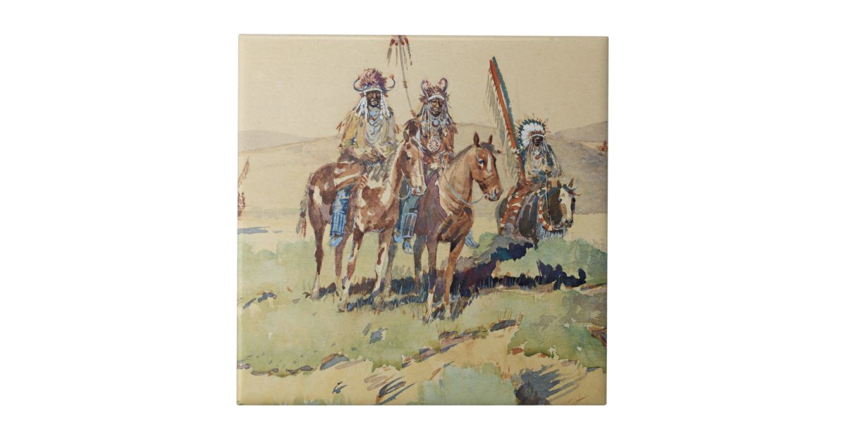 Scouting Party Western Art by Edward Borein Ceramic Tile | Zazzle