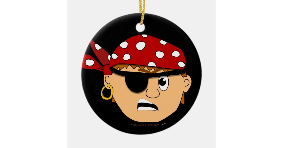 Scowling Boy Cute Pirate Stuff Customizable Ceramic Ornament | Zazzle