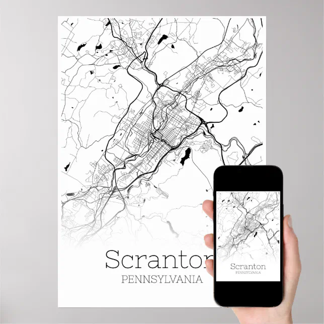 Scranton Map - Pennsylvania - City Map Poster | Zazzle