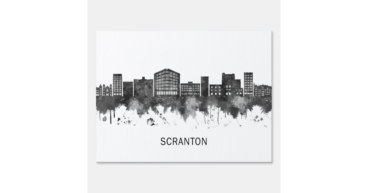 Scranton Pennsylvania Skyline BW Sign | Zazzle