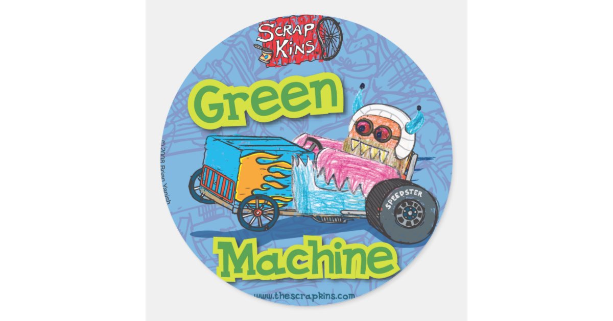 Scrap Kins "Green Machine" Sticker Sheet | Zazzle