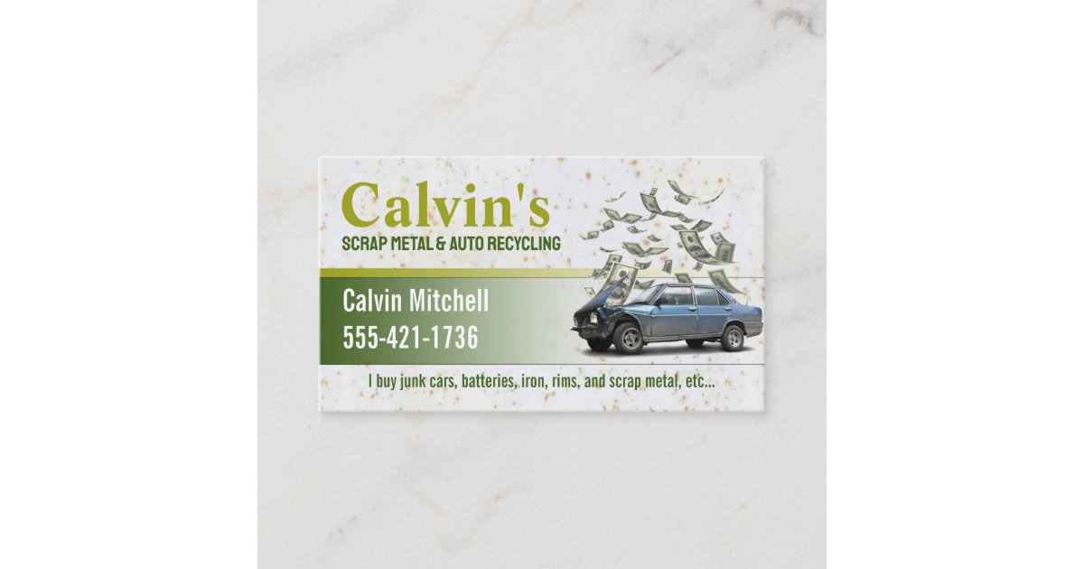 Scrap metal and auto recycling business card | Zazzle