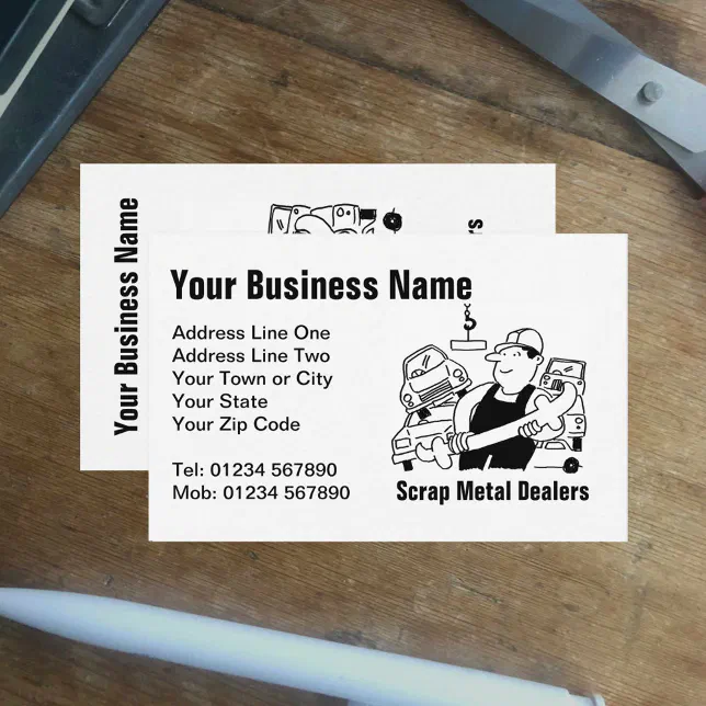 Scrap Metal Dealers Cartoon Business Card | Zazzle