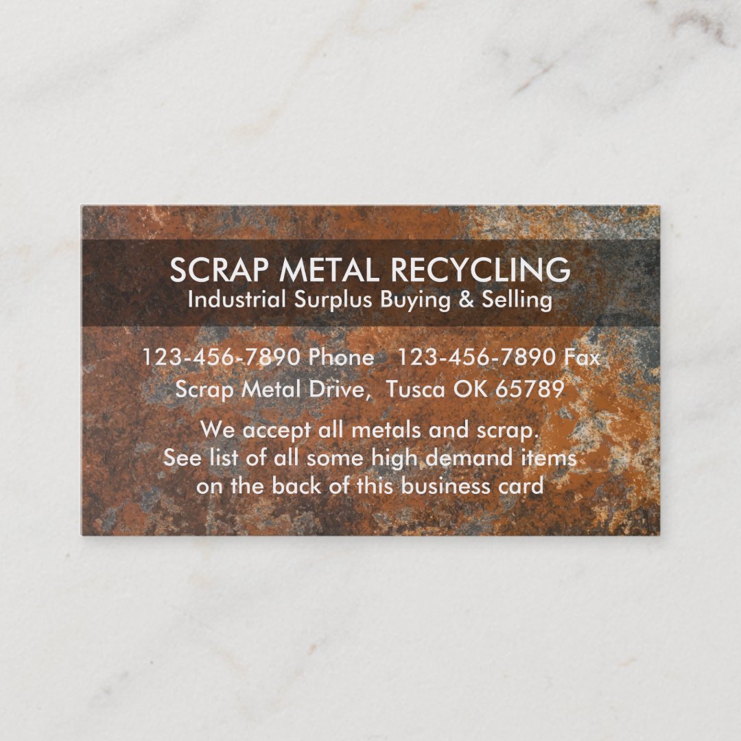 Scrap Metal Recycling Business Cards | Zazzle
