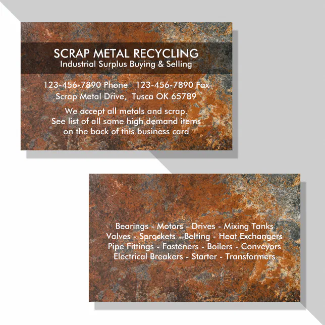 Scrap Metal Recycling Business Cards | Zazzle