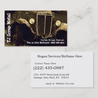 Scrap Metal Recycling & Garbage Pickup Business Card | Zazzle