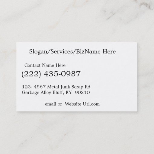 Scrap Metal Recycling & Garbage Pickup Business Card | Zazzle