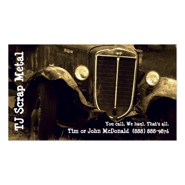 Scrap Metal Recycling & Garbage Pickup Business Cards