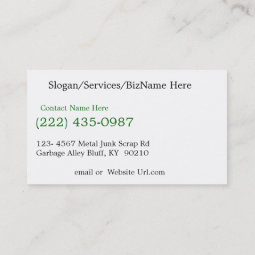 Scrap Metal Recycling & Garbage Pickup Business Card | Zazzle