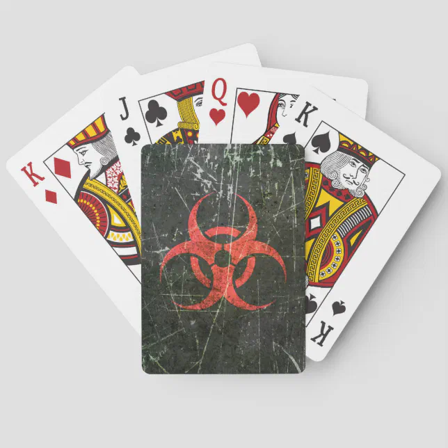 Scratched and Worn Red Biohazard Symbol Poker Cards | Zazzle