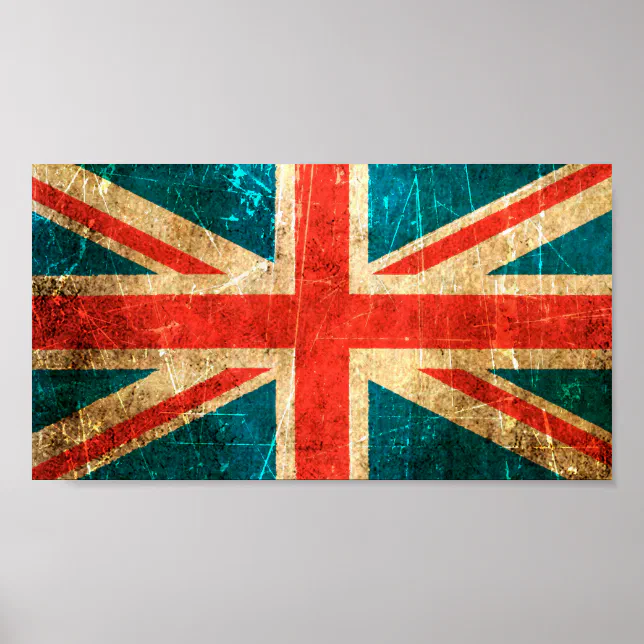 Scratched and Worn Vintage British Flag Poster | Zazzle