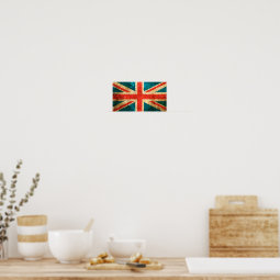Scratched and Worn Vintage British Flag Poster | Zazzle