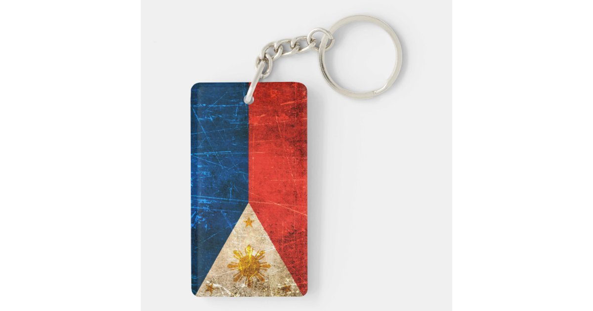 Scratched and Worn Vintage Filipino Flag Keychain | Zazzle