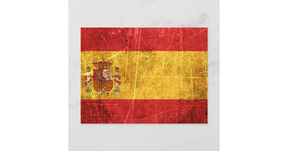 Scratched and Worn Vintage Spanish Flag Postcard | Zazzle