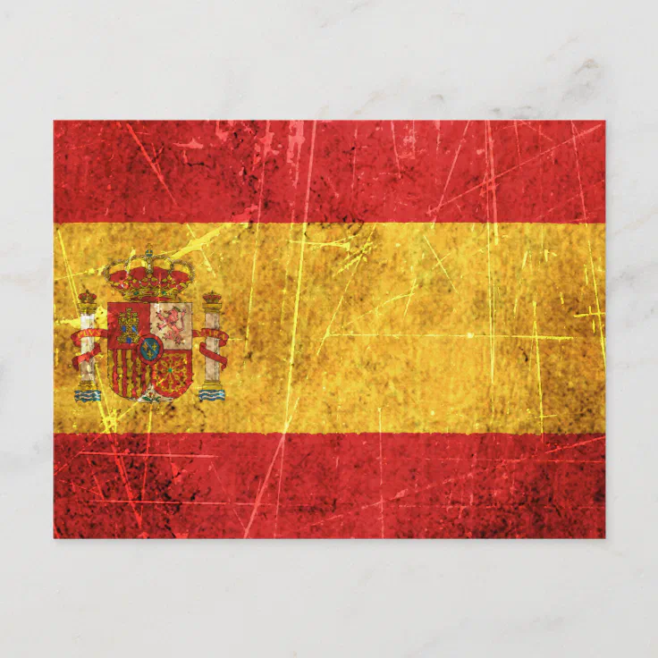 Scratched and Worn Vintage Spanish Flag Postcard | Zazzle
