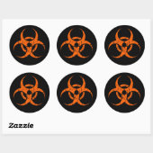 Scratched Orange Biohazard Symbol on Black Classic Round Sticker | Zazzle