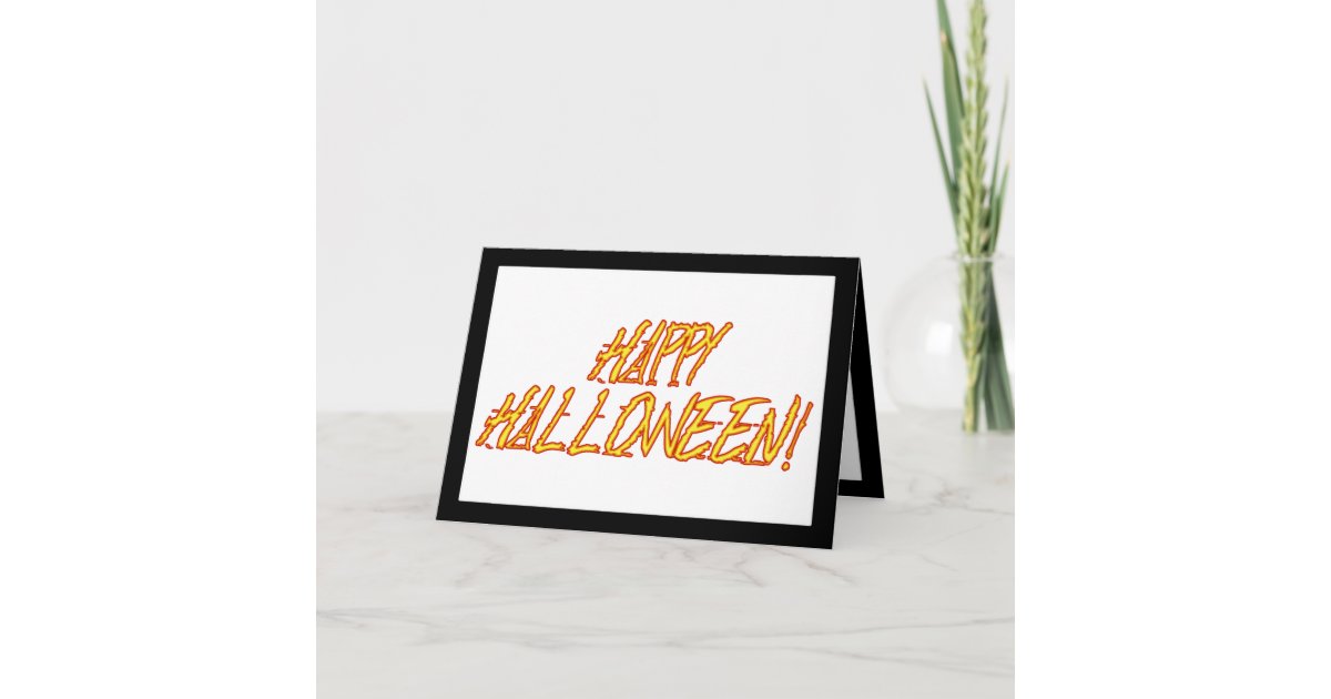 Scratchy Yellow & Red Halloween Text Image Card | Zazzle