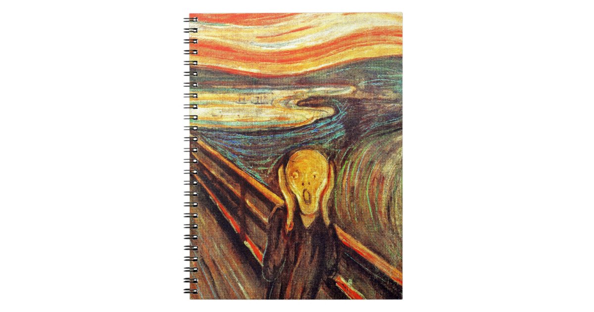 Scream by Munch ~ screaming man w red orange sky Notebook | Zazzle