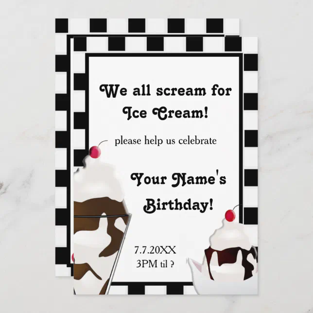 Scream for Ice Cream Birthday Party Invite | Zazzle