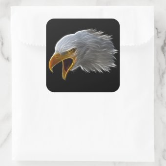 Screaming American Bald Eagle Head Square Sticker | Zazzle