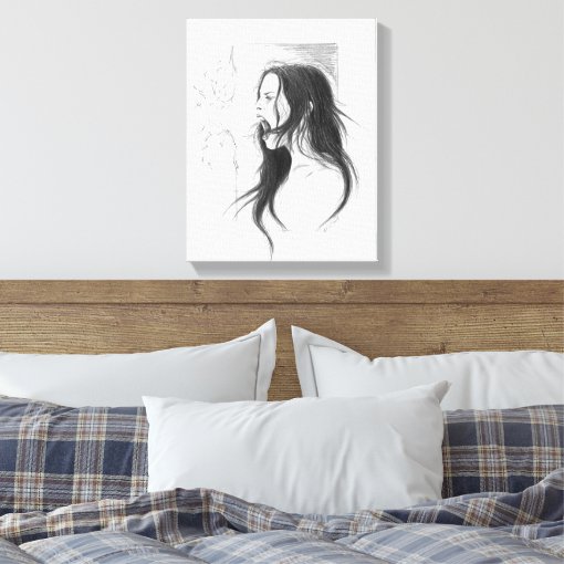 Screaming angry woman pencil drawing art canvas print | Zazzle