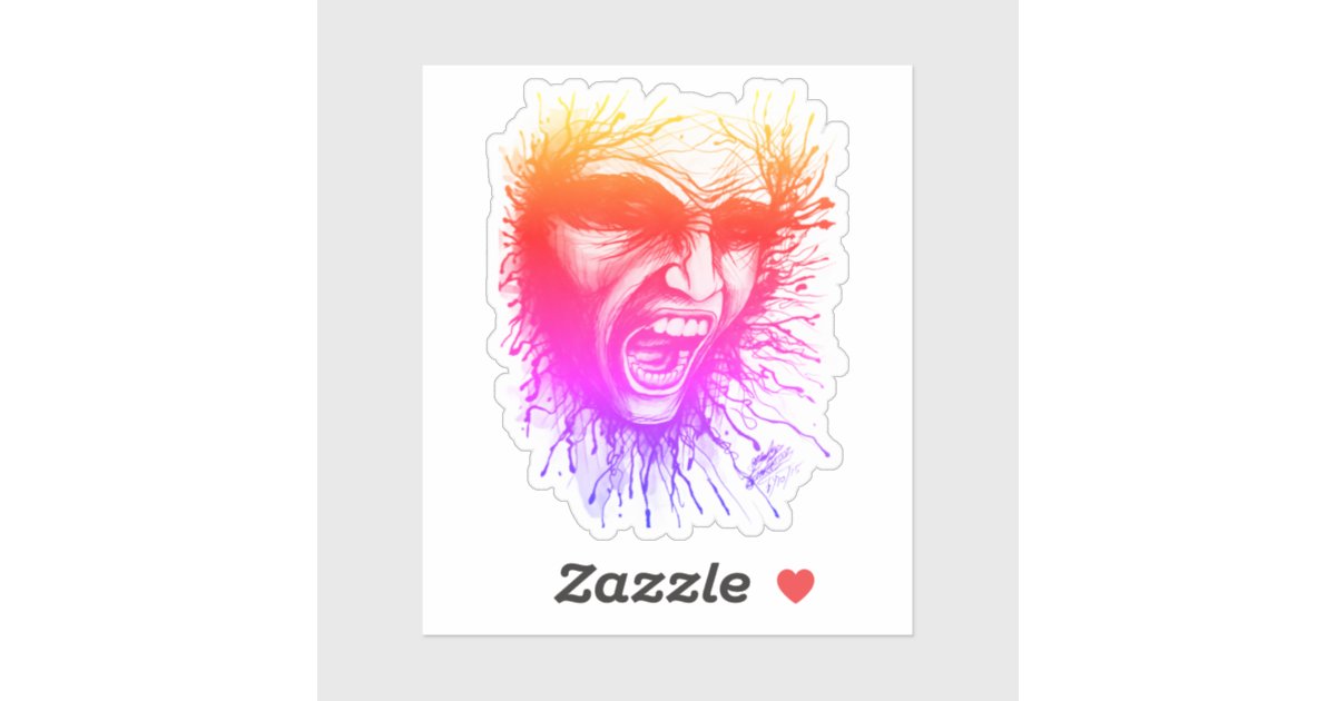 Screaming Face Sticker | Zazzle