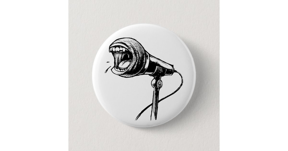 Screaming Microphone Button | Zazzle