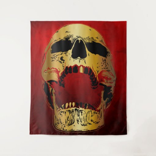 Screaming Skull on Red - Skulls Tapestry | Zazzle