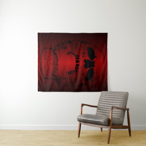 Screaming Skull on Red - Skulls Tapestry | Zazzle