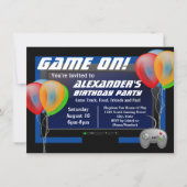 Screen Balloons Video Game Gaming Birthday Party Invitation | Zazzle