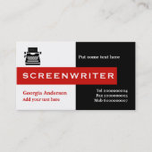 Screenwriter black, white, red eye-catching business card | Zazzle