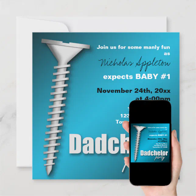 Screw(d) Blue Dadchelor Party Invitations | Zazzle