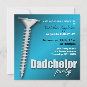Screw(d) Blue Dadchelor Party Invitations | Zazzle