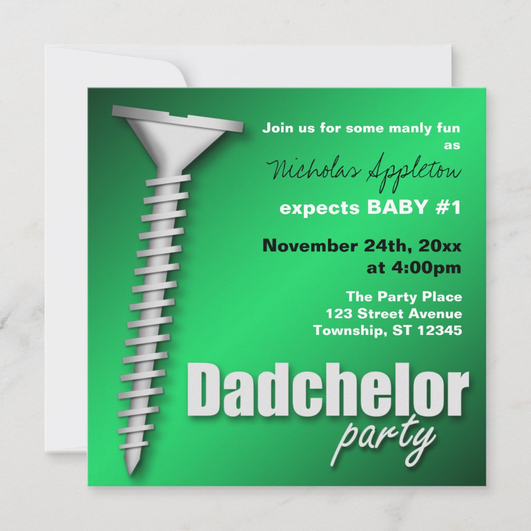 Screw(d) Green Dadchelor Party Invitations | Zazzle