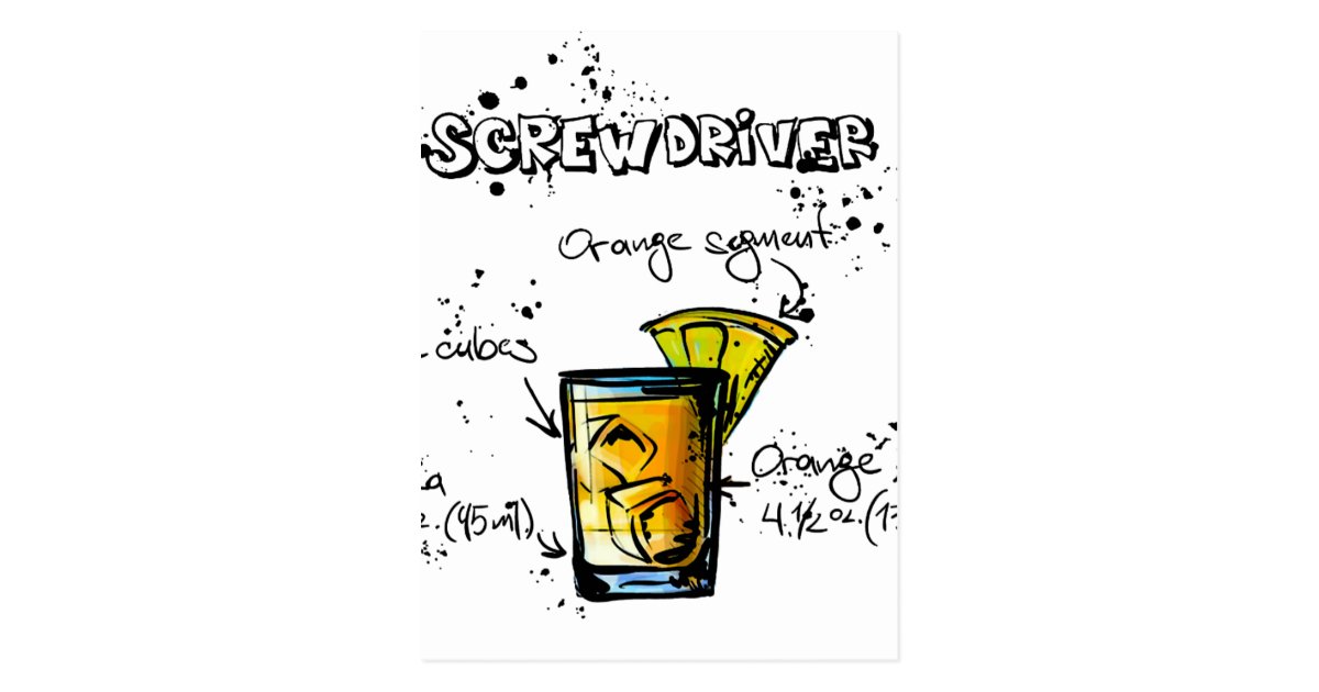 Screwdriver Cocktail Recipe Postcard | Zazzle.com
