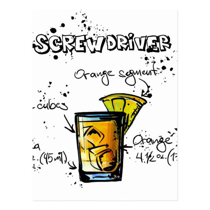 Screwdriver Cocktail Recipe Postcard | Zazzle.com