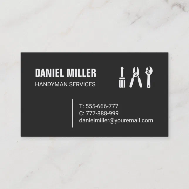 Screwdriver Cutter Spanner Tools Handyman Business Card | Zazzle