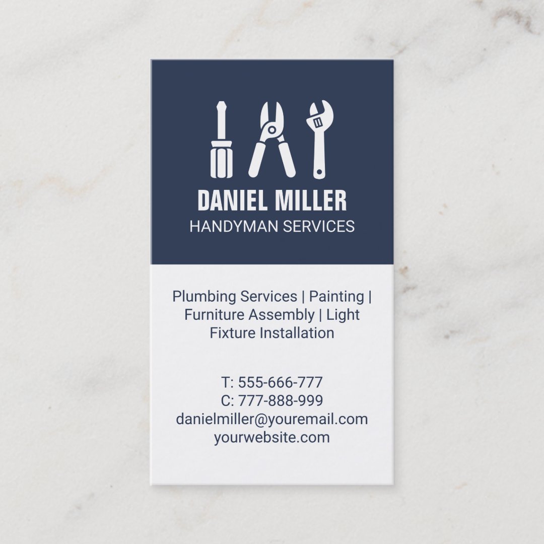 Screwdriver Wire Cutter Spanner Handyman Vertical Business Card | Zazzle