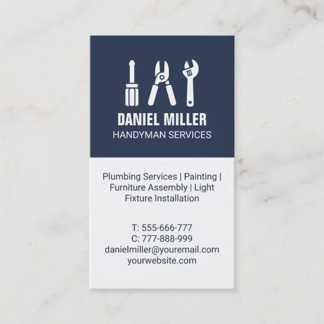 Screwdriver Wire Cutter Spanner Handyman Vertical Business Card | Zazzle