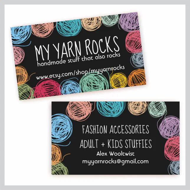Scribble yarn knitting crochet business card | Zazzle